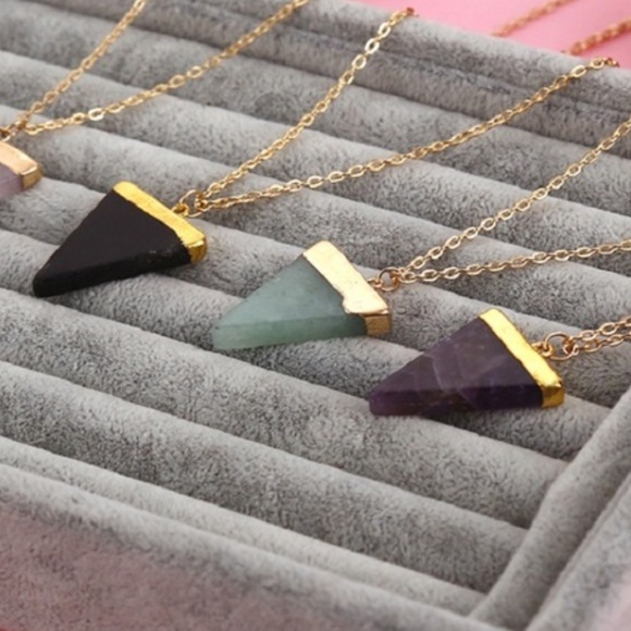 Jewelry | Triangle Stone Pendant Chain Necklace | Poshmark